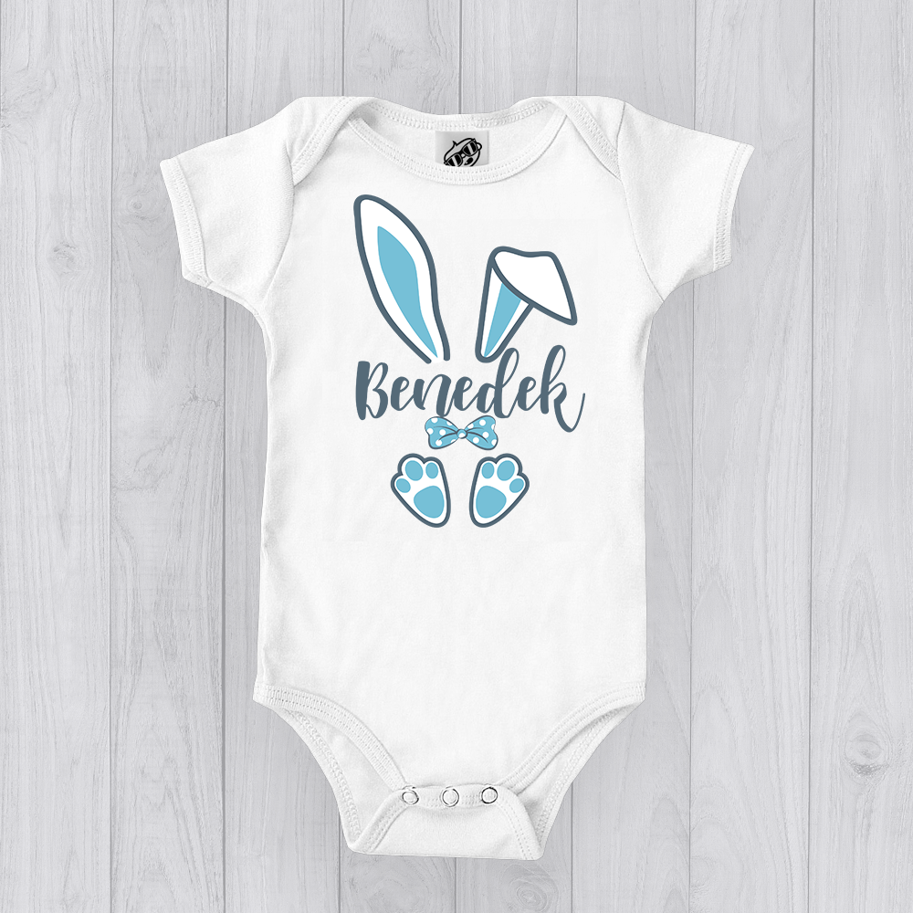 Kék nyuszkó (Egyedi névvel) - Babaruha